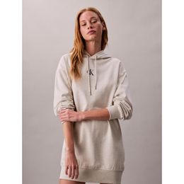 Calvin Klein Jeans Damen Sweatkleid &raquo;LS MONOLOGO PREMIUM TERRY HOODIE&laquo; Ohne Tasche Mit Rundhalsausschnitt, loose fit beige XS (36), N-Gr