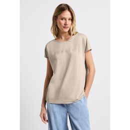 Street One Damen Street One T-Shirt mit Wording aus Schmucksteinen beige 42
