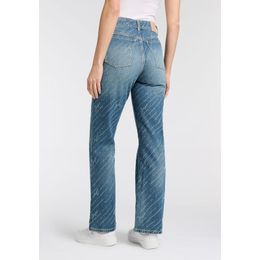 BOSS Orange Damen BOSS Orange Straight-Jeans &raquo;Ada High Rise Slim Premium Damenmode&laquo; mit All-Over Druck blau 27, N-Gr