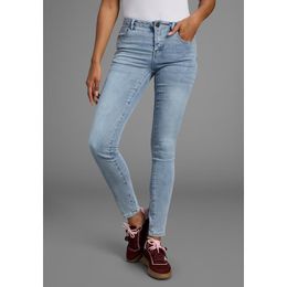 Arizona Damen Skinny-fit-Jeans &raquo;Ultra-Stretch&laquo; extra-enger Beinverlauf, normale Leibh&ouml;he, mit Eingrifftaschen blau 80, K + L Gr