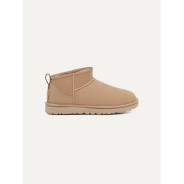 UGG Australia UGG Leder-Ankle-Boots "Classic Ultra Mini" in Beige - 10% | Gr&ouml;&szlig;e 39 | Stiefeletten