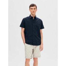 Selected Herren Selected Kurzarmhemd &raquo;SLHREG-SUN SHIRT SS NOOS&laquo; mit Leinen blau S, N-Gr