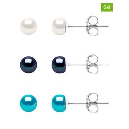 Pearline 3er-Set: Silber-Ohrstecker mit Perlen - 79% | Schmuck