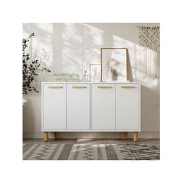 Evila Sideboard "Venedik" in Wei&szlig; - (B)120 x (H)73,6 x (T)29,6 cm - 76% | Regale