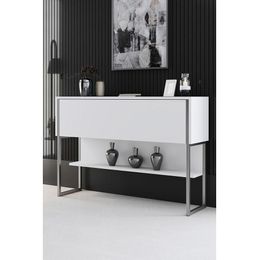 Evila Sideboard "Luxe" in Wei&szlig;/ Silber - (B)120 x (H)80 x (T)30 cm - 78% | Regale
