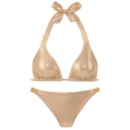 Lascana Damen Lascana Triangel-Bikini &raquo;Rio&laquo; mit goldfarbenen Zierschnallen gold 34, Cup A/B