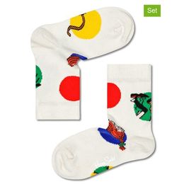 Happy Socks 2er-Set: Socken in Wei&szlig;/ Bunt - 64% | Gr&ouml;&szlig;e 22-24 | Babysocken-strumpfhosen