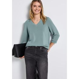 Street One Damen Street One V-Shirt mit Raffung an der Schulter blau 38