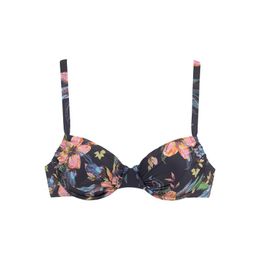 Lascana Damen Lascana B&uuml;gel-Bikini-Top &raquo;Malia&laquo; mit tropischem Print grau 38, Cup D