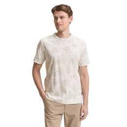 Tom Tailor Herren Tom Tailor T-Shirt mit All-Over Palmen Print wei&szlig; S