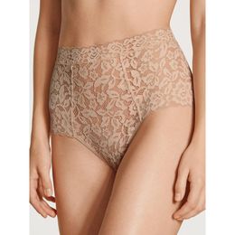 Calida Damen Calida High-Waist-Slip &raquo;Natural Comfort Lace&laquo; weiche, verspielte Spitze, elastisch, extrabreiter Bund, bequem beige XS (36/38)