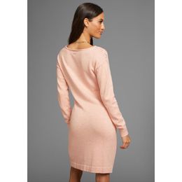 Laura Scott Damen Strickkleid mit Ajourdetails und sch&ouml;nem Rundhalsausschnitt rosa 38, N-Gr
