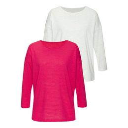 Vivance Damen Langarmshirt &raquo;mit modischer Struktur&laquo; 2er-Pack, aus b&uuml;gelfreier Qualit&auml;t mit Baumwolle pink 32/34