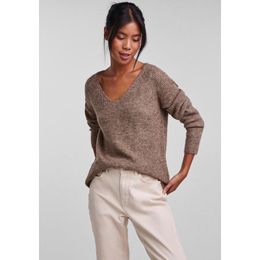 Pieces Damen Pieces V-Ausschnitt-Pullover &raquo;PCELLEN LS V-NECK KNIT NOOS BC&laquo; mit Wolle beige XL