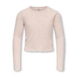 Kids Only M&auml;dchen KIDS Only Langarmshirt &raquo;KOGNELLA L/S O-NECK TOP JRS NOOS&laquo; in kurzer Form und mit s&uuml;&szlig;en Wellenkanten am Saum beige 158/164