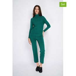 William de Faye 2tlg. Outfit in Dunkelgr&uuml;n - 76% | Gr&ouml;&szlig;e 34 | Damen-pullover-cardigans