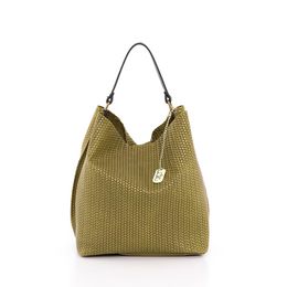 Anna Morellini Leder-Schultertasche "Sebastiana" in Olive - (B)38 x (H)36 x (T)14 cm - 73% | Damen-taschen