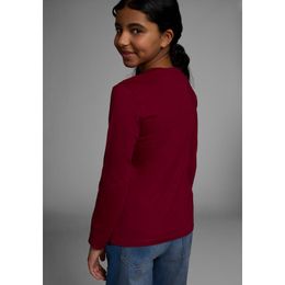 Kidsworld M&auml;dchen Kidsworld Langarmshirt &raquo;ECHT JETZT?&laquo; Langarm, Basic-Passform, mit peppigem und dynamischem Aufdruck rot 128/134