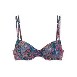 Venice Beach Damen B&uuml;gel-Bikini-Top &raquo;Paislee&laquo; bedruckt, verstellbare Doppeltr&auml;ger, herausnehmbare Softcups, Mix-Kini schwarz 38, Cup F