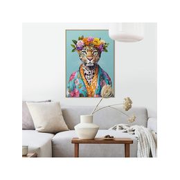 Orangewallz Gerahmter Kunstdruck "Bloomy Tiger Portrait" - 30% | Gr&ouml;&szlig;e 50x70 cm | Wanddekoration