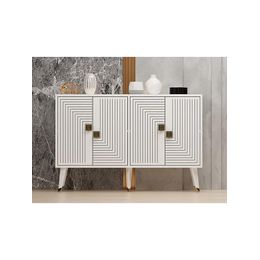 Evila Sideboard "Ahart" in Wei&szlig; - (B)120 x (H)80 x (T)30 cm - 80% | Regale