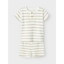 name it Baby Hausanzug &raquo;NBNOTERRY SS TOP SET&laquo; Set, 2 tlg. bestehend aus Shirt und Hose wei&szlig; 86
