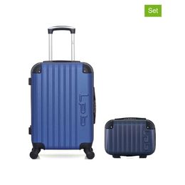 Les P'tites Bombes Les P ́tites Bombes 2tlg. Set: Hardcase-Trolley und Beautycase "Hambourg" in Blau - 67% | Damen-koffer-reisegepaeck