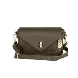 Anna Morellini Leder-Umh&auml;ngetasche "Terina" in Khaki - (B)24 x (H)16 x (T)6,5 cm - 75% | Damen-taschen