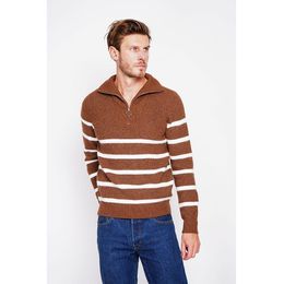 William de Faye Pullover in Braun/ Wei&szlig; - 75% | Gr&ouml;&szlig;e 46 | Herren-plussize