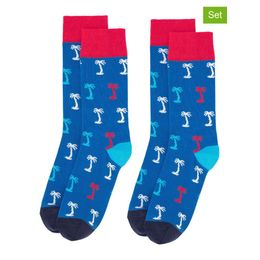 Happy Socks 2er-Set: Socken in Blau/ Rot - 58% | Gr&ouml;&szlig;e 36-40 | Herrensocken