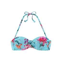Sunseeker Damen B&uuml;gel-Bandeau-Bikini-Top &raquo;Modern&laquo; mit Blumenprint blau 38, Cup B