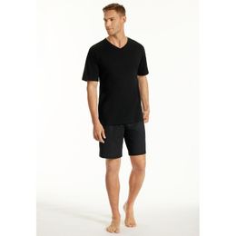 uncover by Schiesser Herren uncover by Schiesser Shorty &raquo;Uncover Nightwear&laquo; 2 tlg. V-Ausschnitt, Kurzarm, Kurze Hose, Reine Baumwolle, weich schwarz 