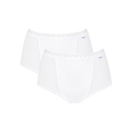 Sloggi Damen Sloggi Shapingslip &raquo;Control&laquo; 2er Pack, doppellagige Bauchpartie, formend, Baumwollmix, elastisch wei&szlig; 54