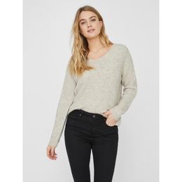 V&eacute;ro Moda Vero Moda Damen V-Ausschnitt-Pullover &raquo;VMCREWLEFILE LS V-NECK BLOUSE NOOS&laquo; braun S