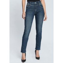 Herrlicher Damen Slim-fit-Jeans &raquo;PEPPY SLIM DENIM&laquo; Normal Waist Recycled Polyester blau 27, L&auml;nge 32