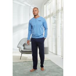 AUTHENTIC LE JOGGER Herren AUTHENTIC LE JOGGER Pyjama &raquo;Schlafanzug f&uuml;r Herren&laquo; 1 St&uuml;ck, 2 tlg. mit Knopfleiste blau 44/46