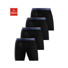 Bench. Herren Langer Boxer Packung, 4 Stk. Unterhosen mit schmalen Streifen im Logo-Webbund schwarz S, 4 Stk.