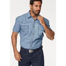 Arizona Herren Jeanshemd Kurzarm im Western Stil blau 37/38 (S), N-Gr