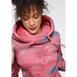 Ragwear Damen Kapuzensweatshirt &raquo;GRIPY FLOWERS O&laquo;, Hoodie mit floralem All Over-Druck rot L