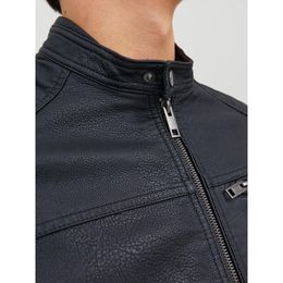 Jack & Jones Jack & Jones Damen Lederimitatjacke &raquo;JJEROCKY in Kunstlederoptik mit Rei&szlig;verschlusstaschen&laquo; unifarben, modisch, regular fit, Lederimitat schwarz XXL