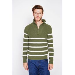 William de Faye Pullover in Khaki/ Wei&szlig; - 74% | Gr&ouml;&szlig;e 48 | Herren-plussize