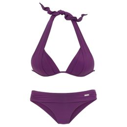 Lascana Damen Lascana Triangel-Bikini im Nacken zu binden, wattierte Cups, mit eingearbeiteten Kissen lila 34, Cup B