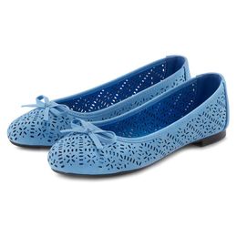Lascana Damen Lascana Ballerina Freizeitschuh, Slipper, Halbschuh mit kleinen Cut-Outs VEGAN blau 41