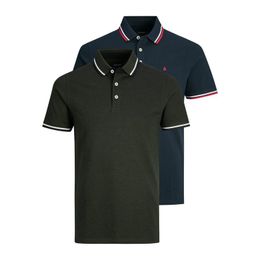 Jack & Jones Jack & Jones Herren Poloshirt &raquo;JJEPAULOS im Doppelpack mit Logostickerei und Komfort&laquo; Packung, 2er-Pack, 2 Stk. unifarben mit Farbeinsatz, modisch, 