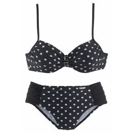 Lascana Damen Lascana B&uuml;gel-Bikini mit Zier-Accessoires schwarz-wei&szlig; 38, Cup B