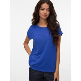 V&eacute;ro Moda Vero Moda Damen Rundhalsshirt &raquo;VMAVA PLAIN SS TOP GAJRS NOOS&laquo; Materialmix, regular fit blau L