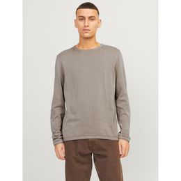 Jack & Jones Jack & Jones Herren Rundhalspullover &raquo;JJELEO aus pflegeleichter Baumwollqualit&auml;t&laquo; unifarben, modisch, schmal, Baumwolle, Rundhals beige M