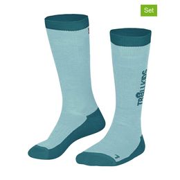 Trollkids 2er-Set: Ski-/ Snowboardsocken "Kids Ski" in T&uuml;rkis - 24% | Gr&ouml;&szlig;e 31-34 | Kinder-outdoor-waesche