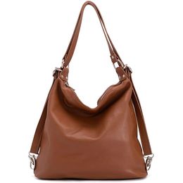 Anna Morellini Leder-Schultertasche "Ylenia" in Cognac - (B)39 x (H)30 x (T)16 cm - 73% | Damen-taschen