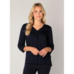 Base Level Damen Shirtbluse mit V-Ausschnitt blau 42